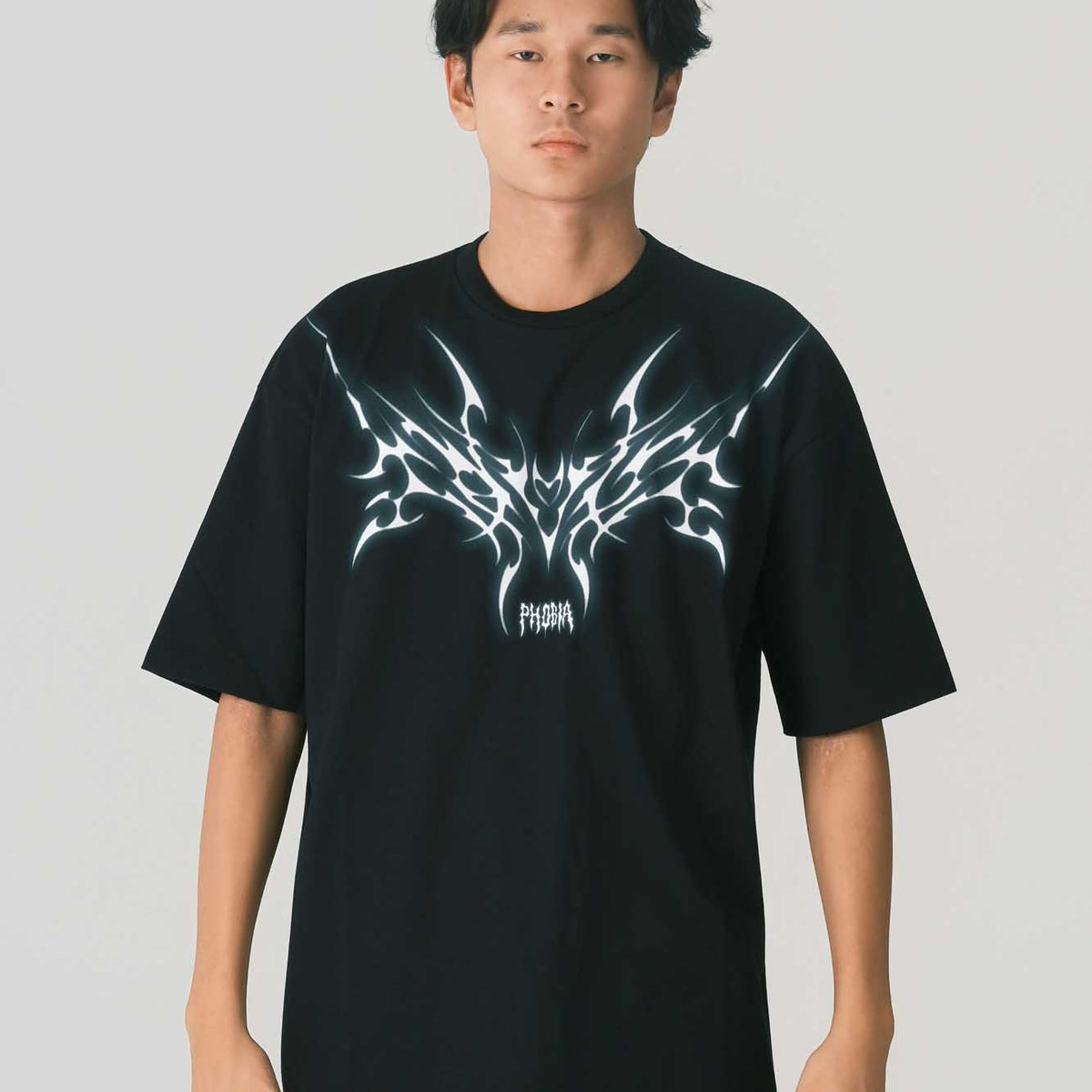 BLACK TEE WITH GREY TRIBAL – Phobia Archive