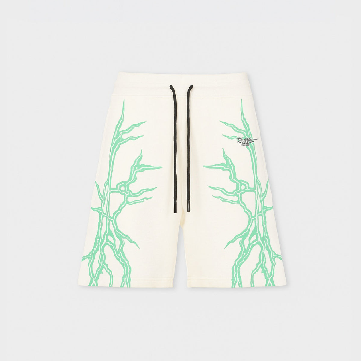 WHITE SHORTS WITH LATERAL GREENLIGHTNING PRINT AND EMBROIDERY GOTHIC L ...
